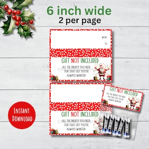 Gift Not Included Gift Tag, White Elephant Fun Christmas Gag, Stocking ...