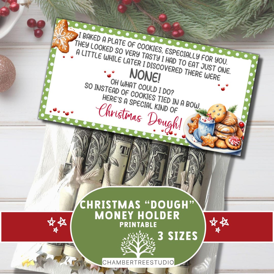 Printable Christmas Dough Treat Bag Topper – Holiday Cash Gift Tag ...