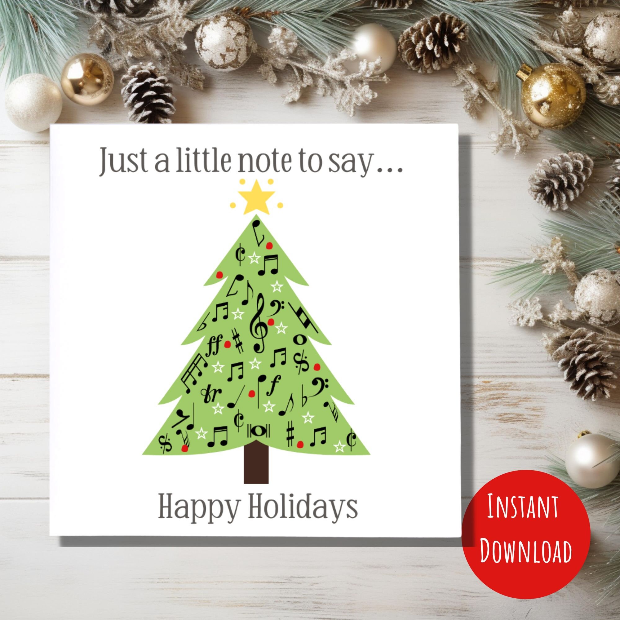 Music Teacher Christmas Card, Printable Music Teacher Gift, Thank You ...
