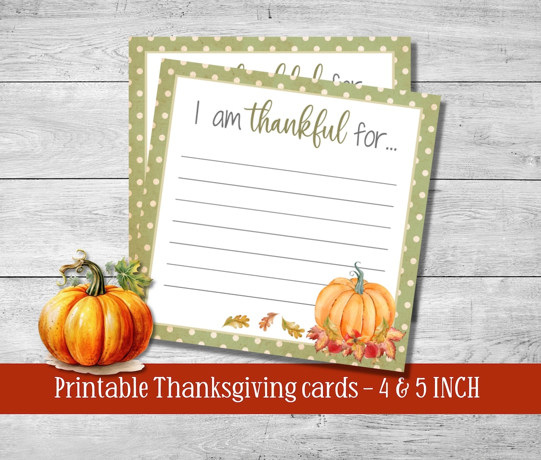 Thanksgiving Gratitude Cards, I Am Thankful for Notes, 4x4" 5x5" Sizes ...