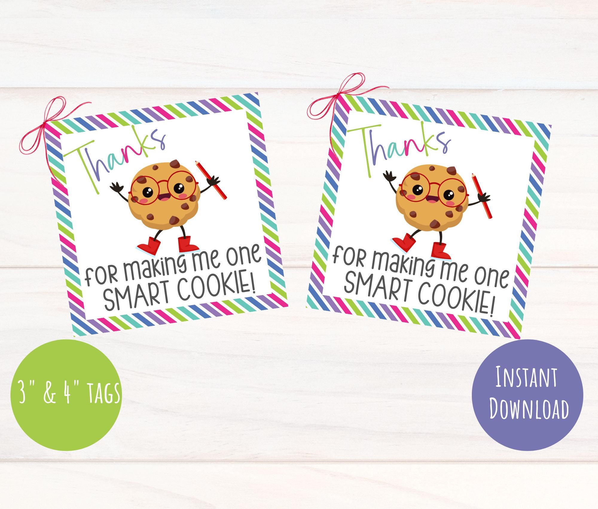Teacher Appreciation Week Gift Tag, Smart Cookie Tags, Printable School ...