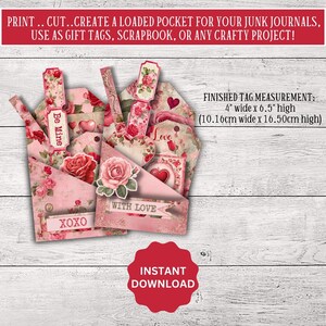 Valentine Loaded Pocket Tags, Stuffed Pockets for Junk Journal ...