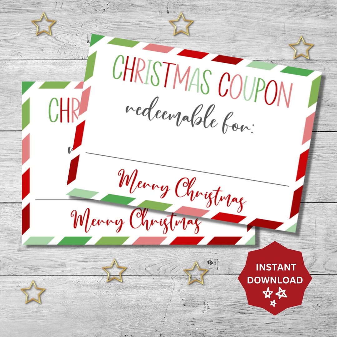 Printable Christmas Coupons, 2x3.5 Size Coupons, Christmas Gift ...