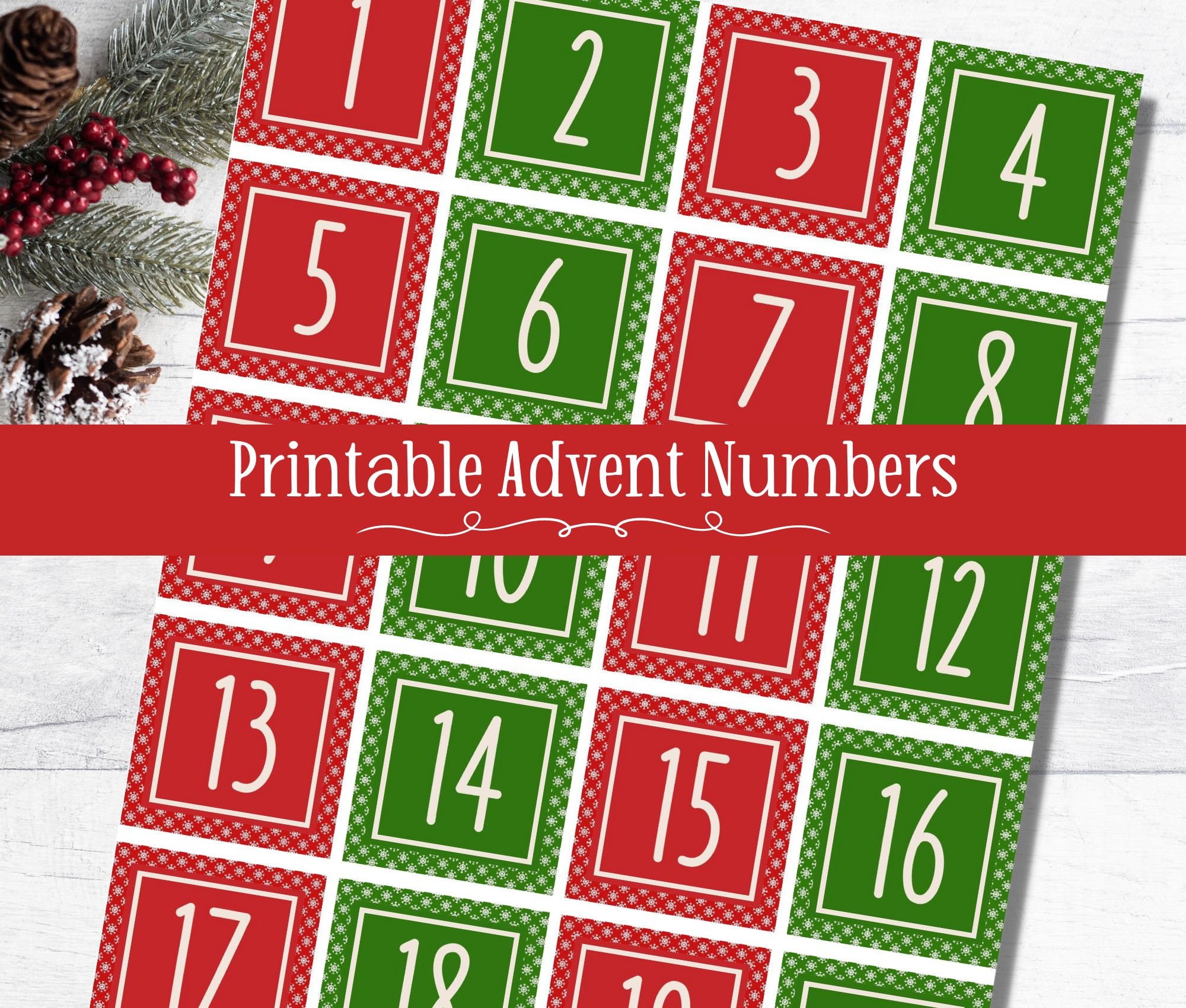 Advent Calendar Numbers, 1.5" & 2", DIY Advent Calendar Kit, Printable ...
