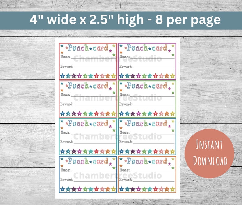 Punch Card for Kids, Printable Reward Coupons, Rainbow Colored Good ...