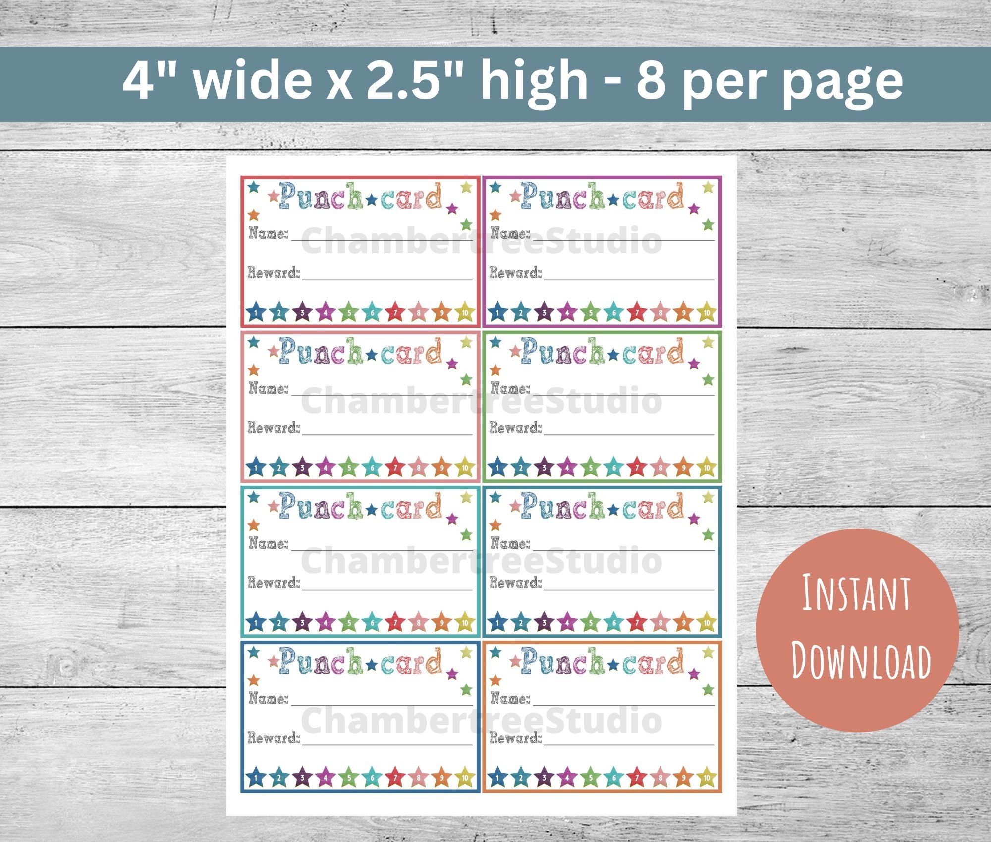 Punch Card for Kids, Printable Reward Coupons, Rainbow Colored Good ...