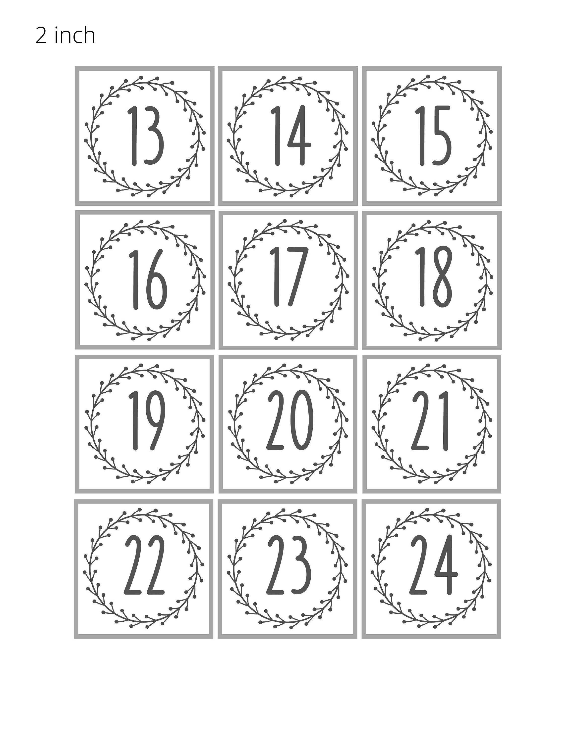 Advent Calendar Numbers, 1.5 & 2, DIY Advent Calendar Kit, Printable ...