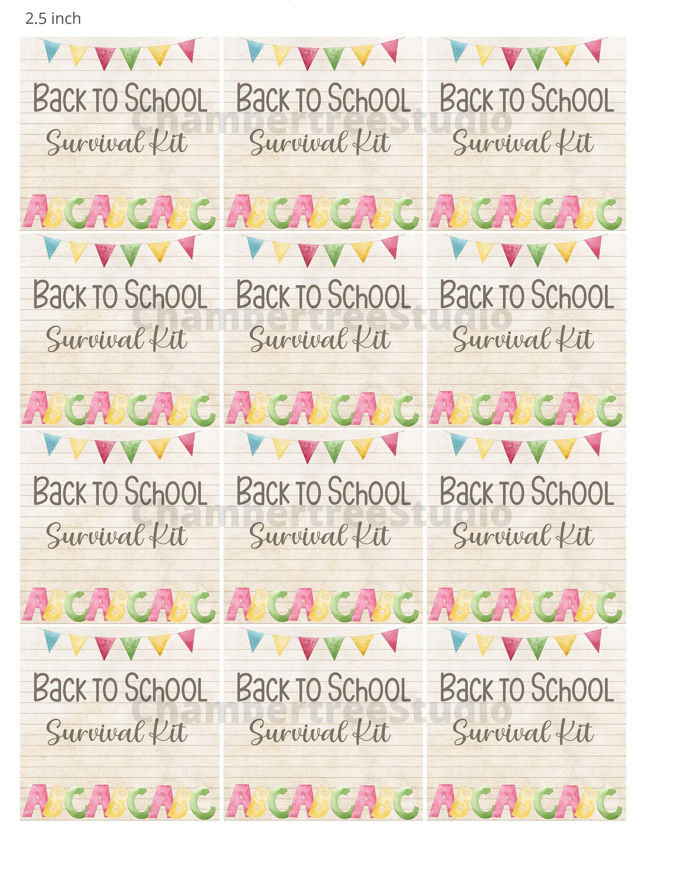 Back to School Survival Kit Tag, Printable Teacher Tags, Staff, Student ...