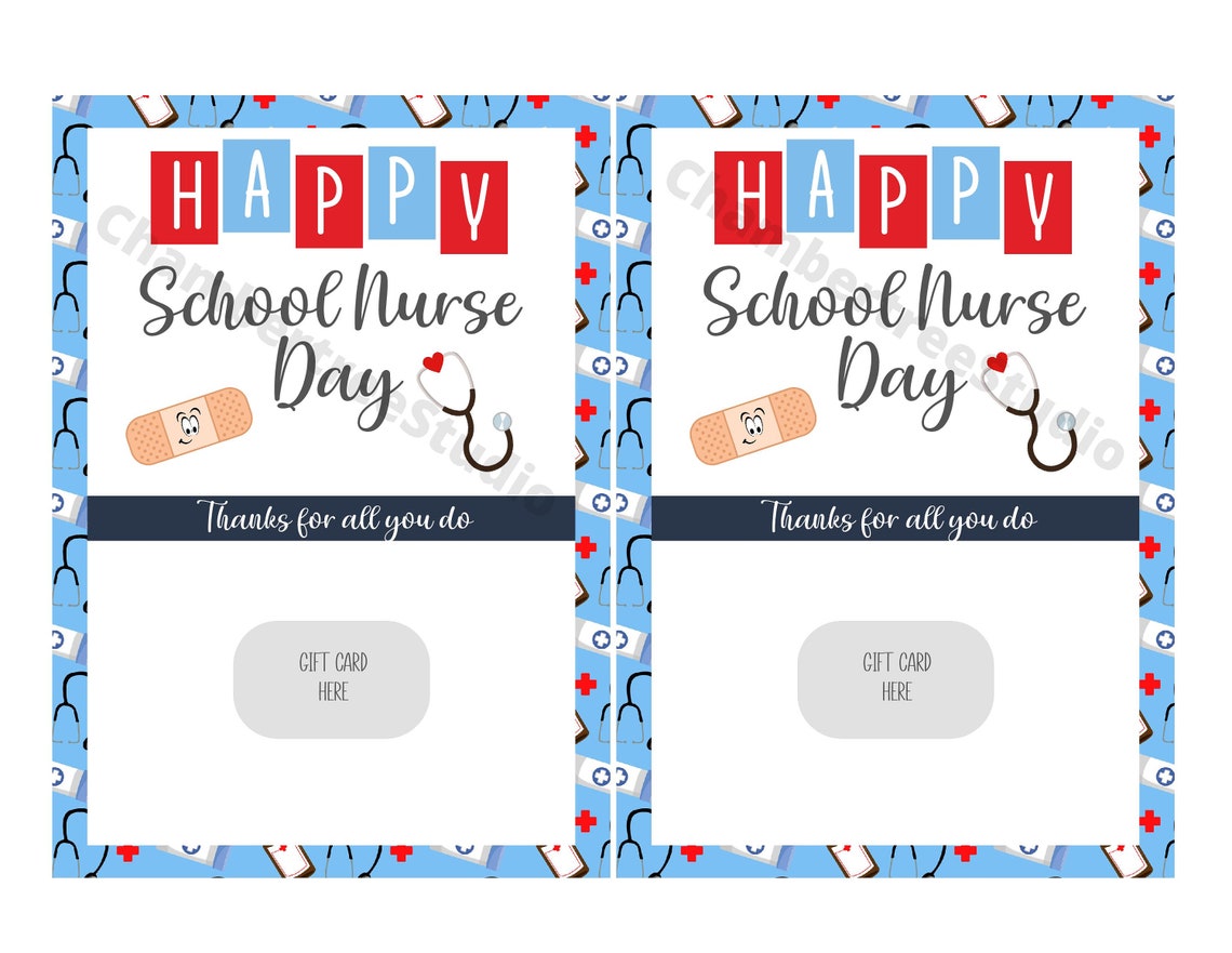 School Nurse Day Gift Card Holder, Printable Thank You School Nurse ...