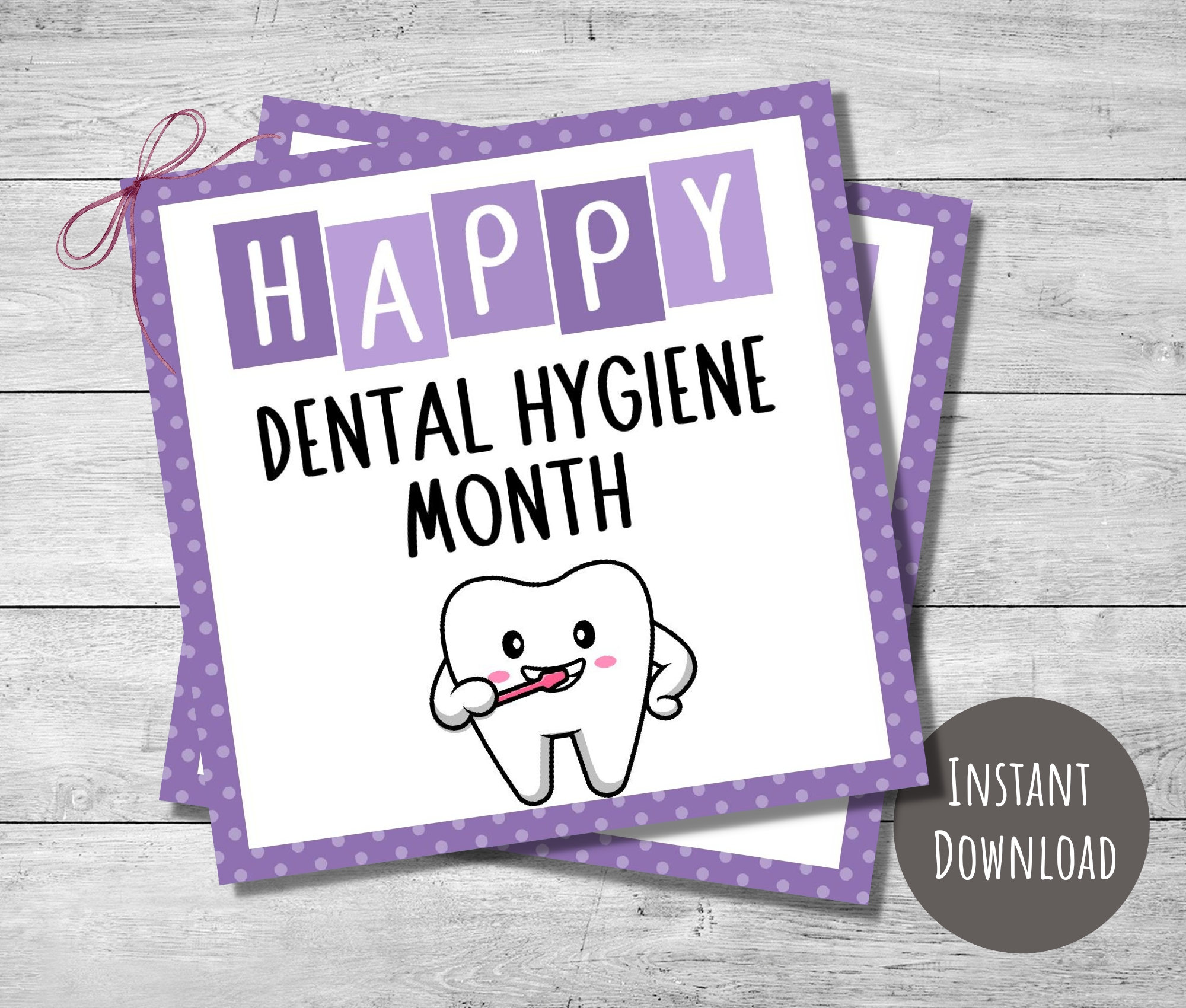 Dental Hygiene Month Gift Tag, Dental Hygiene Appreciation Tags, 2.5 ...