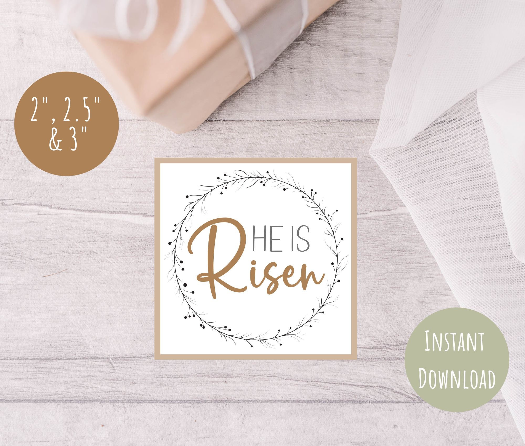 He is Risen Gift Tag, Printable Easter Gift Tags, Easter Basket Gift ...