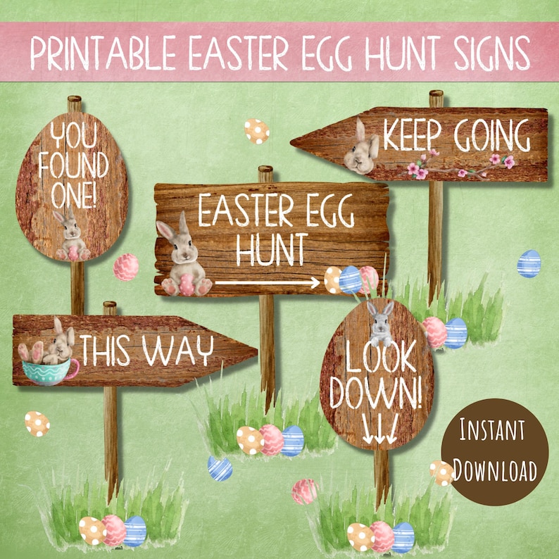 Easter Egg Hunt Signs, Easter Activity for Kids, Scavenger Hunt, Easter ...