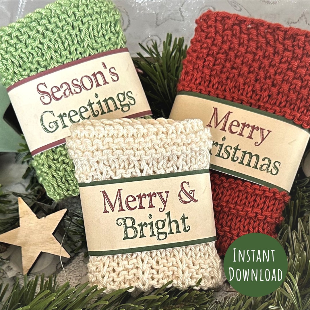 Christmas Gift Label, Printable Dishcloth Wrapper, Washcloth Labels ...