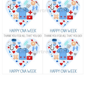 CNA Appreciation Gift Tag, 3" and 4" Tags, Happy CNA Week, Certified ...
