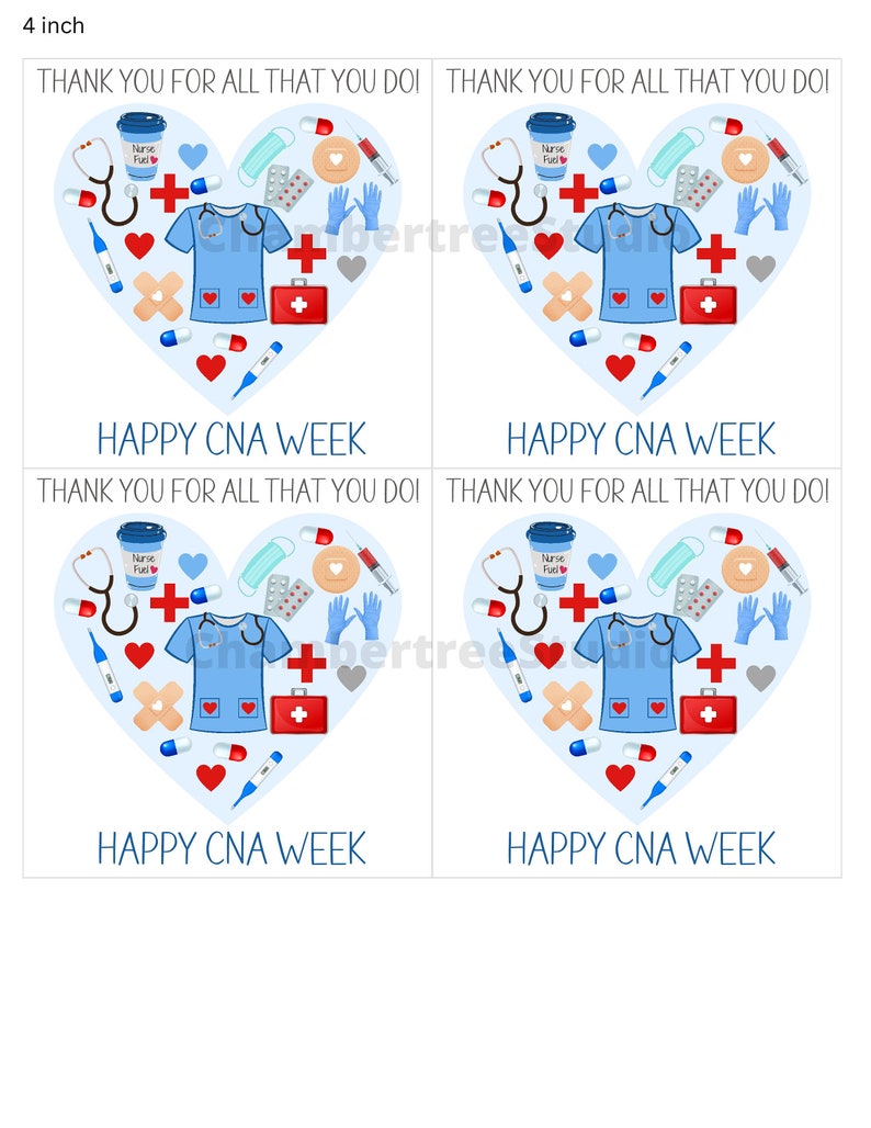 CNA Appreciation Gift Tag, 3" and 4" Tags, Happy CNA Week, Certified ...