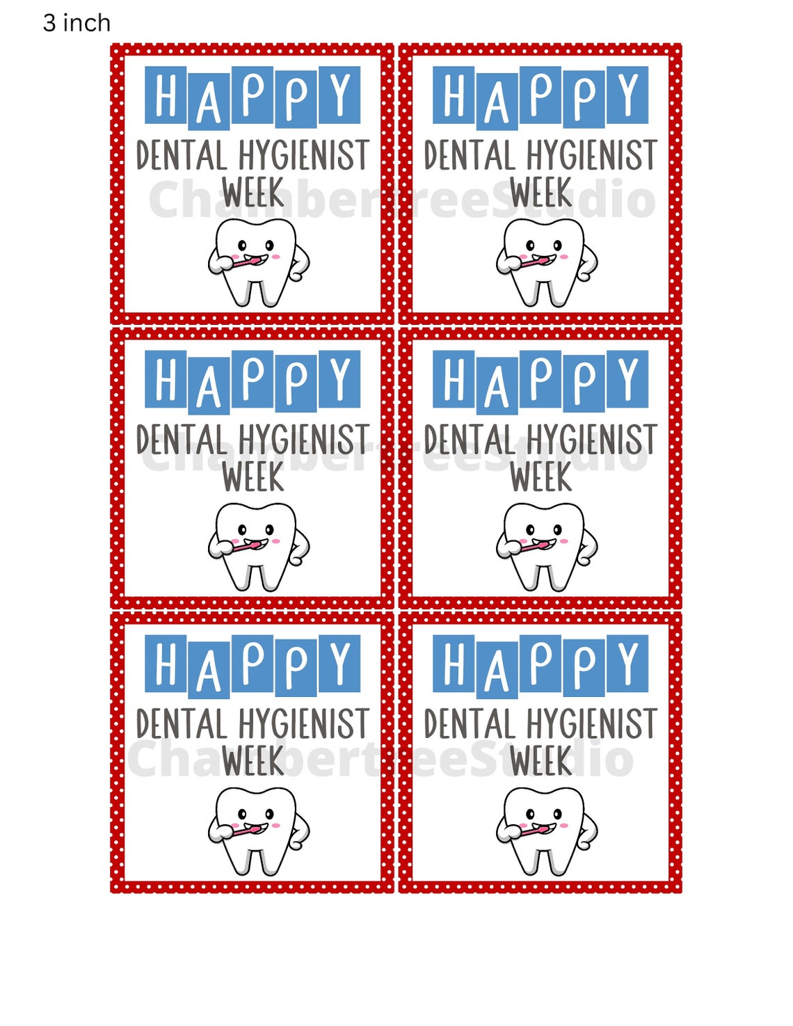 Dental Hygienist Week Gift Tag Printable Appreciation Tags - Etsy