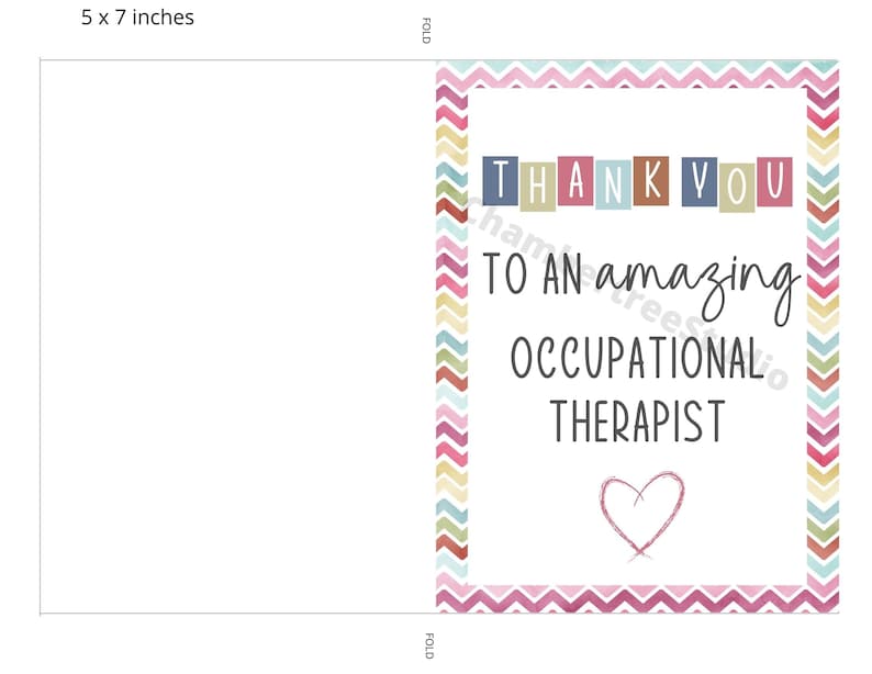 Occupational Therapist Thank You Card Printable Appreciation - Etsy