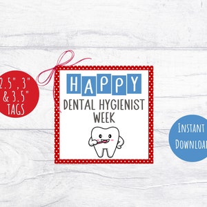 Dental Hygienist Week Gift Tag, Printable Appreciation Tags, 2.5", 3 ...