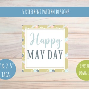 Happy May Day Tag, Spring Gift Tag, 2", 2.5" & 3" Sizes, Printable May ...