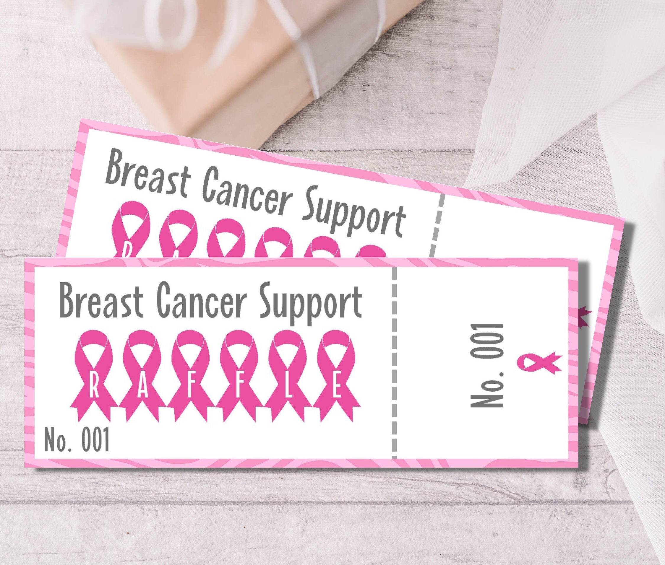 Breast Cancer Support Raffle Tickets, Pink Ribbon, Enter to Win ...