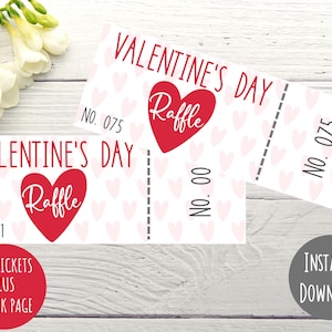 Printable Valentine’s Day Raffle Tickets, Fundraising Ticket Coupons ...