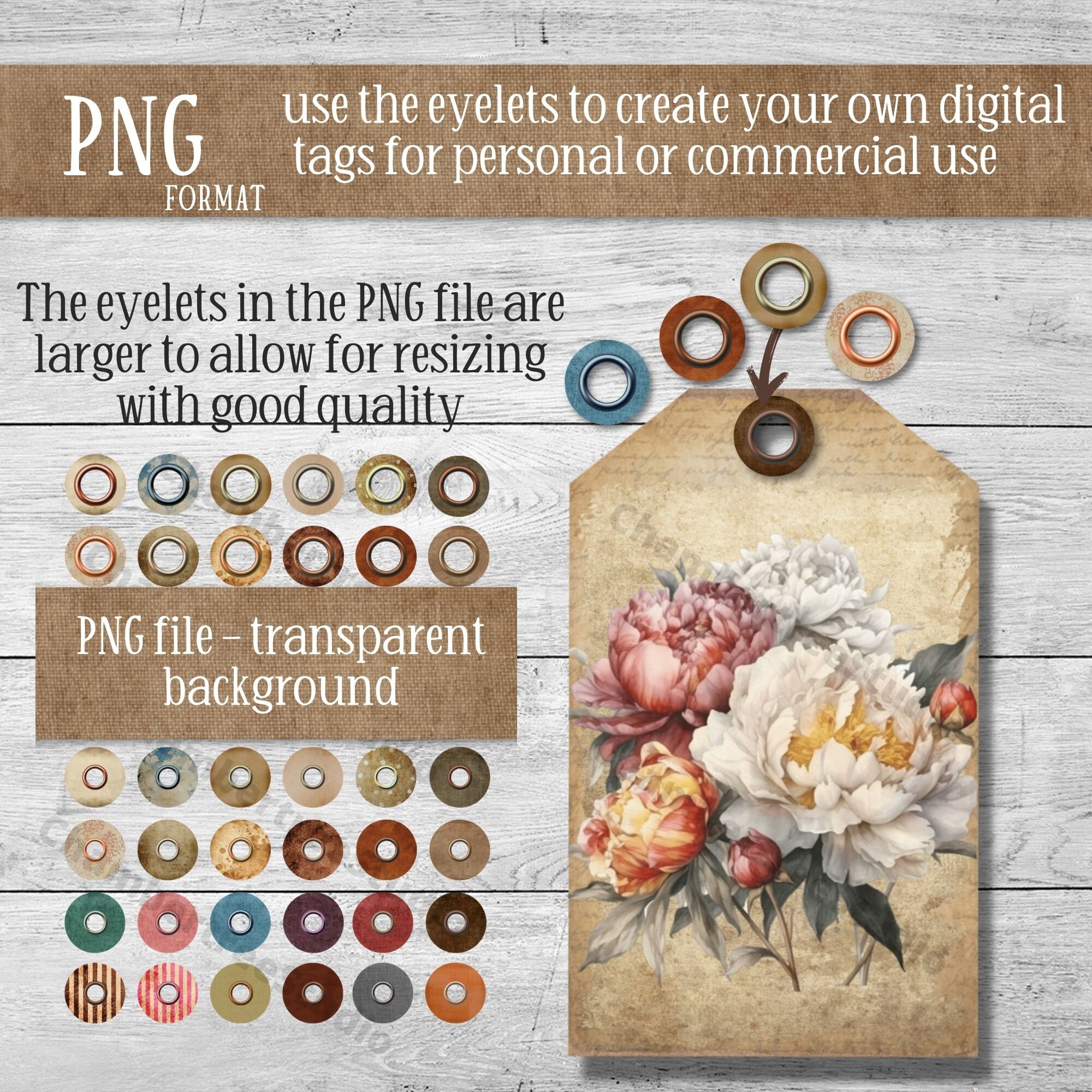 Junk Journal Digital Eyelets, Decorative Eyelets for Tags, Vintage ...