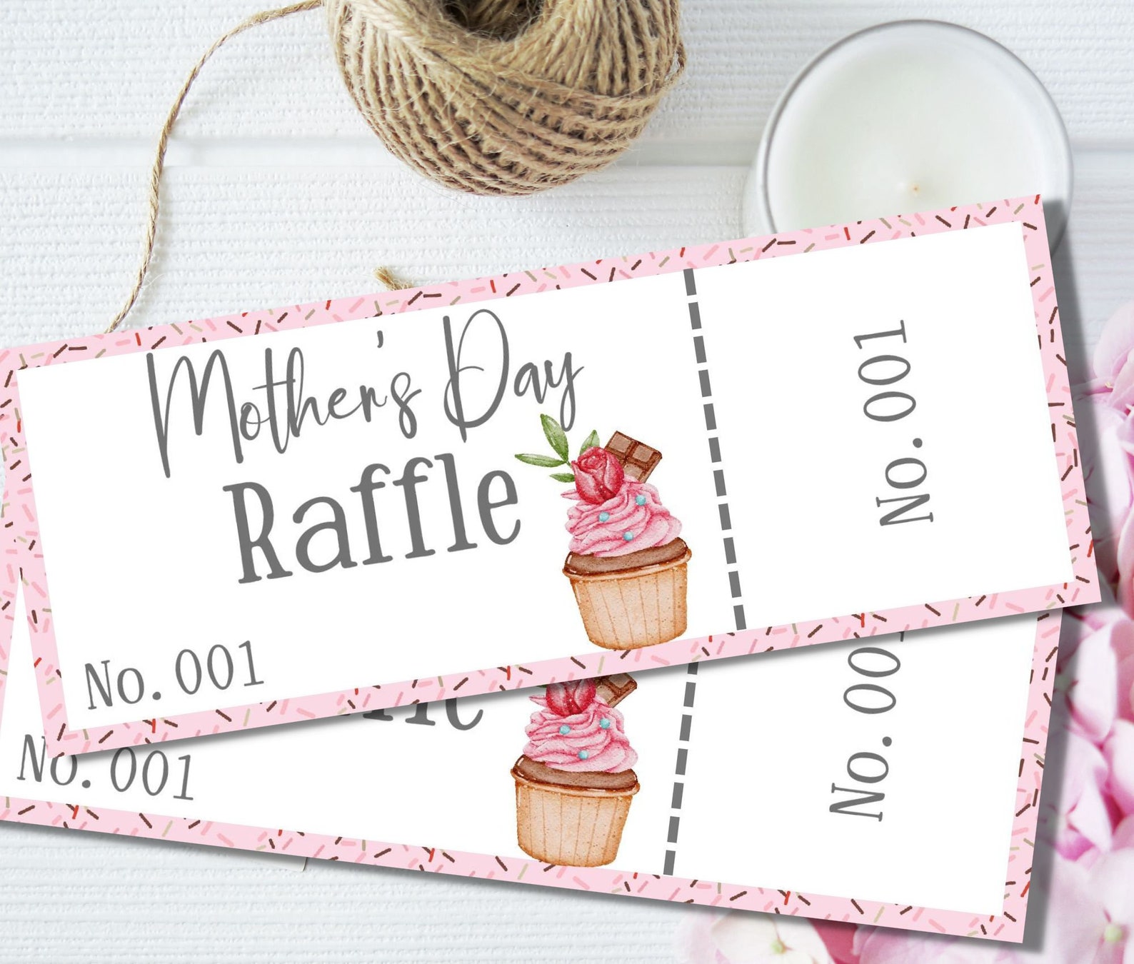 Mother's Day Raffle Tickets, 2." X 5.2", Fundraising Ticket Coupons ...