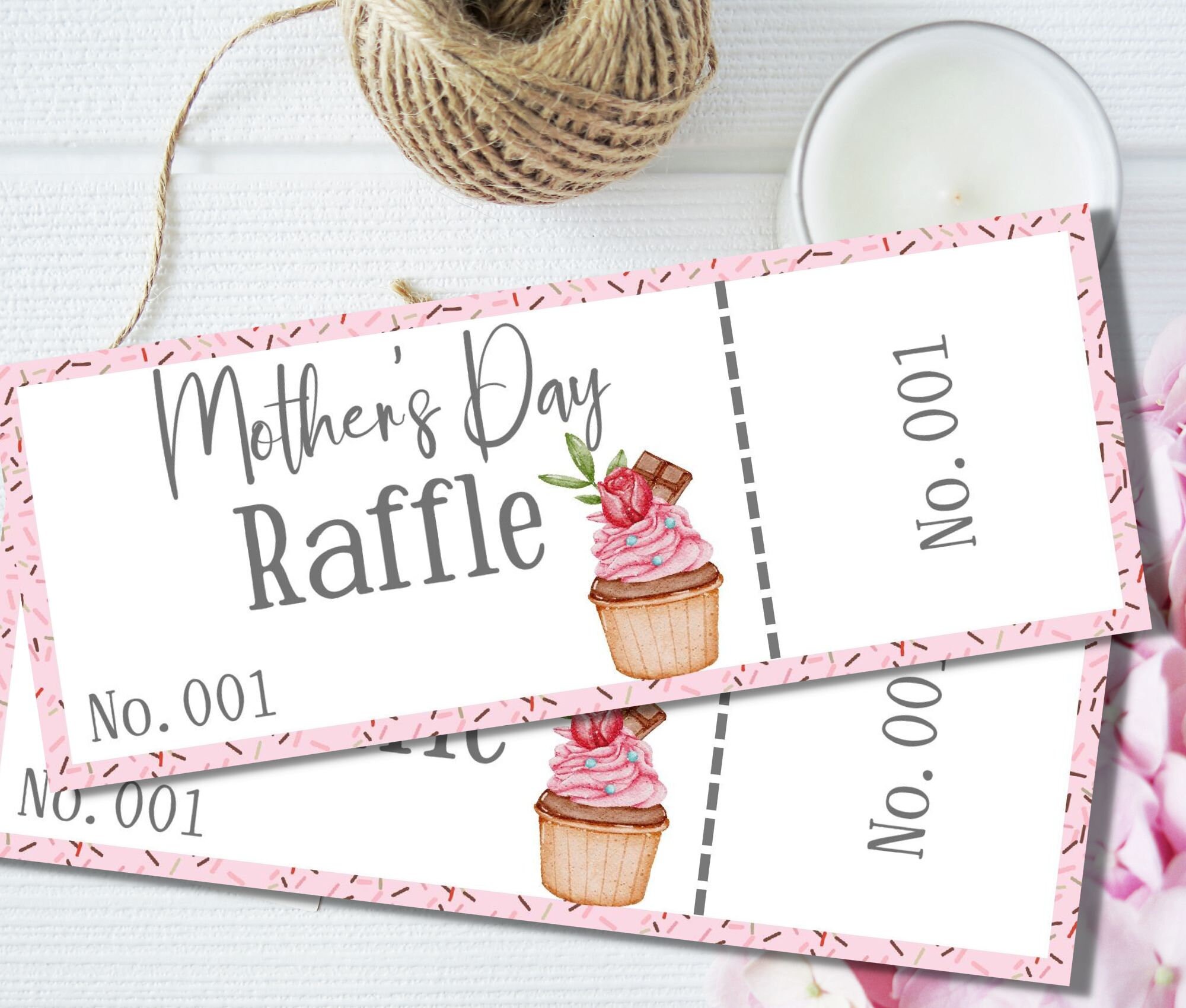 Mother's Day Raffle Tickets, 2." X 5.2", Fundraising Ticket Coupons ...