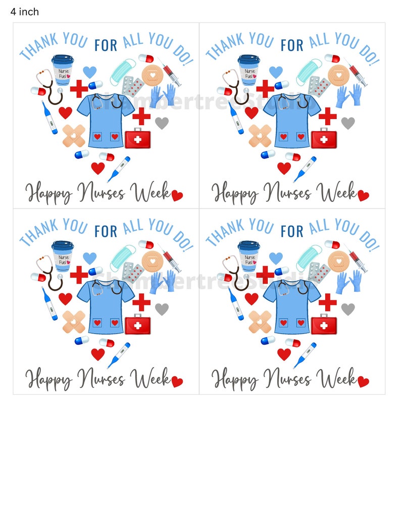 Nurse Week Appreciation Gift Tag, 3 and 4 Tags, Happy Nurses Week ...
