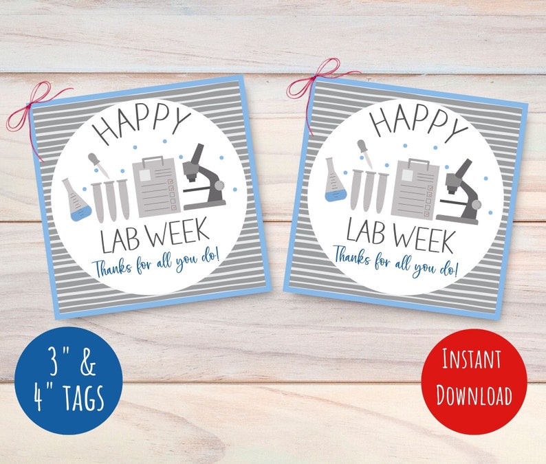 Lab Week Appreciation Gift Tag, 3" and 4" Tags, Happy Medical ...