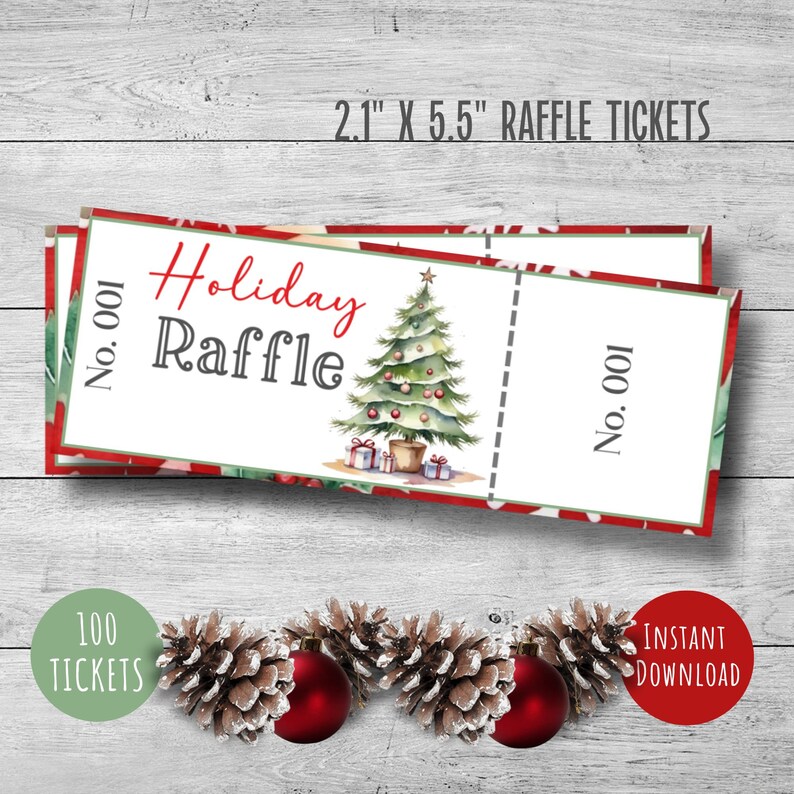 Christmas Holiday Raffle Tickets, School Fundraiser, Charity Event ...