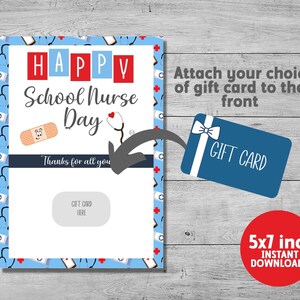 School Nurse Day Gift Card Holder, Printable Thank You School Nurse ...