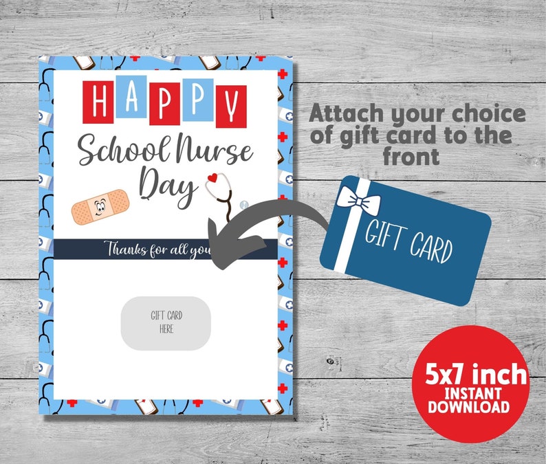 School Nurse Day Gift Card Holder, Printable Thank You School Nurse ...