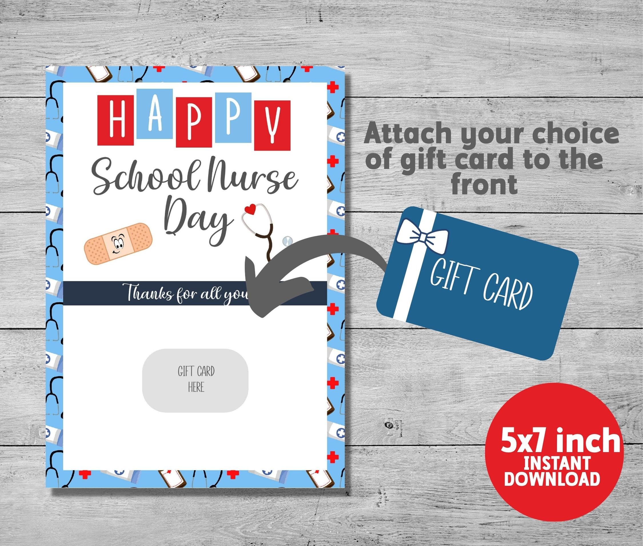 School Nurse Day Gift Card Holder, Printable Thank You School Nurse ...