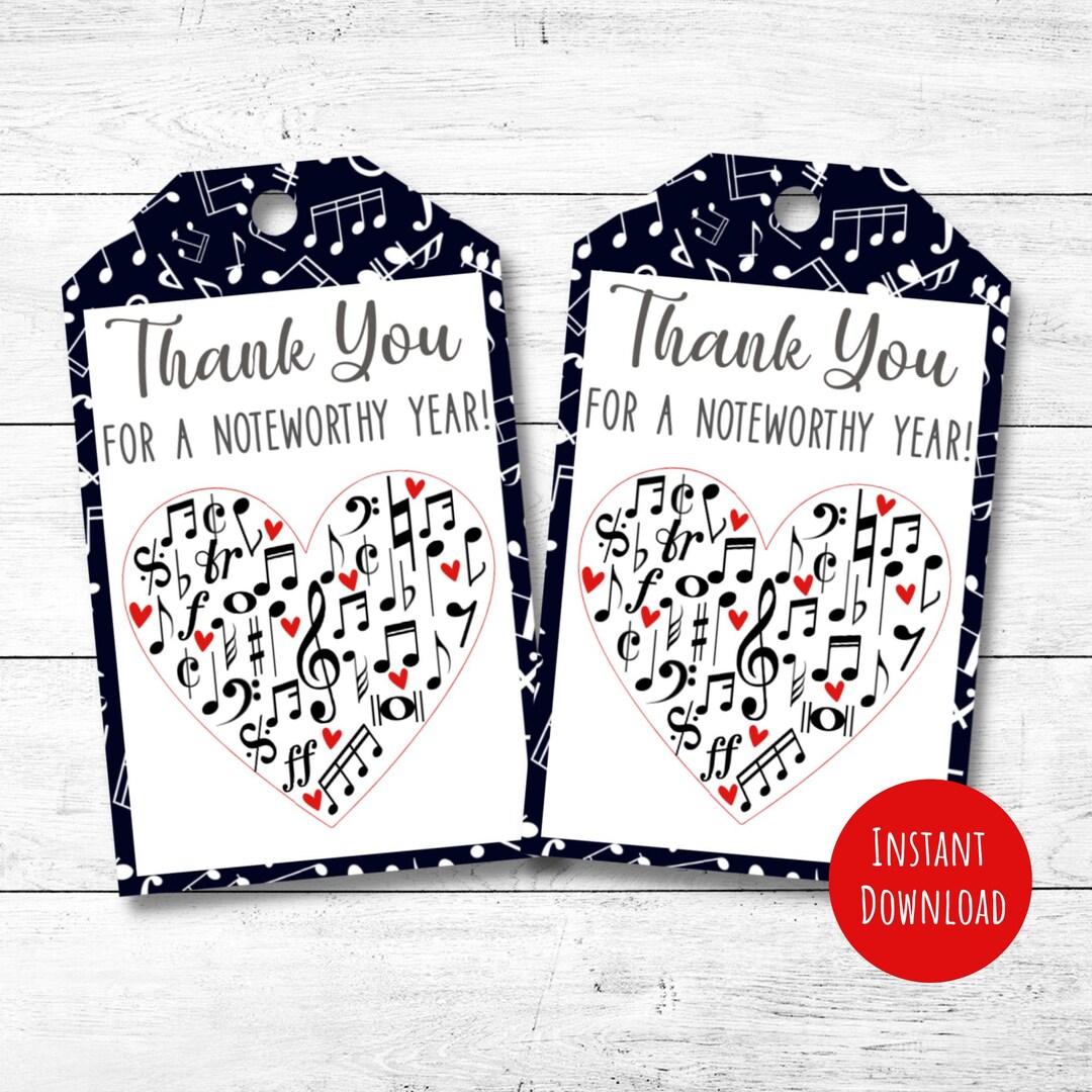 Music Teacher Appreciation Week Gift Tag, Teacher Thank You Gift Tag ...