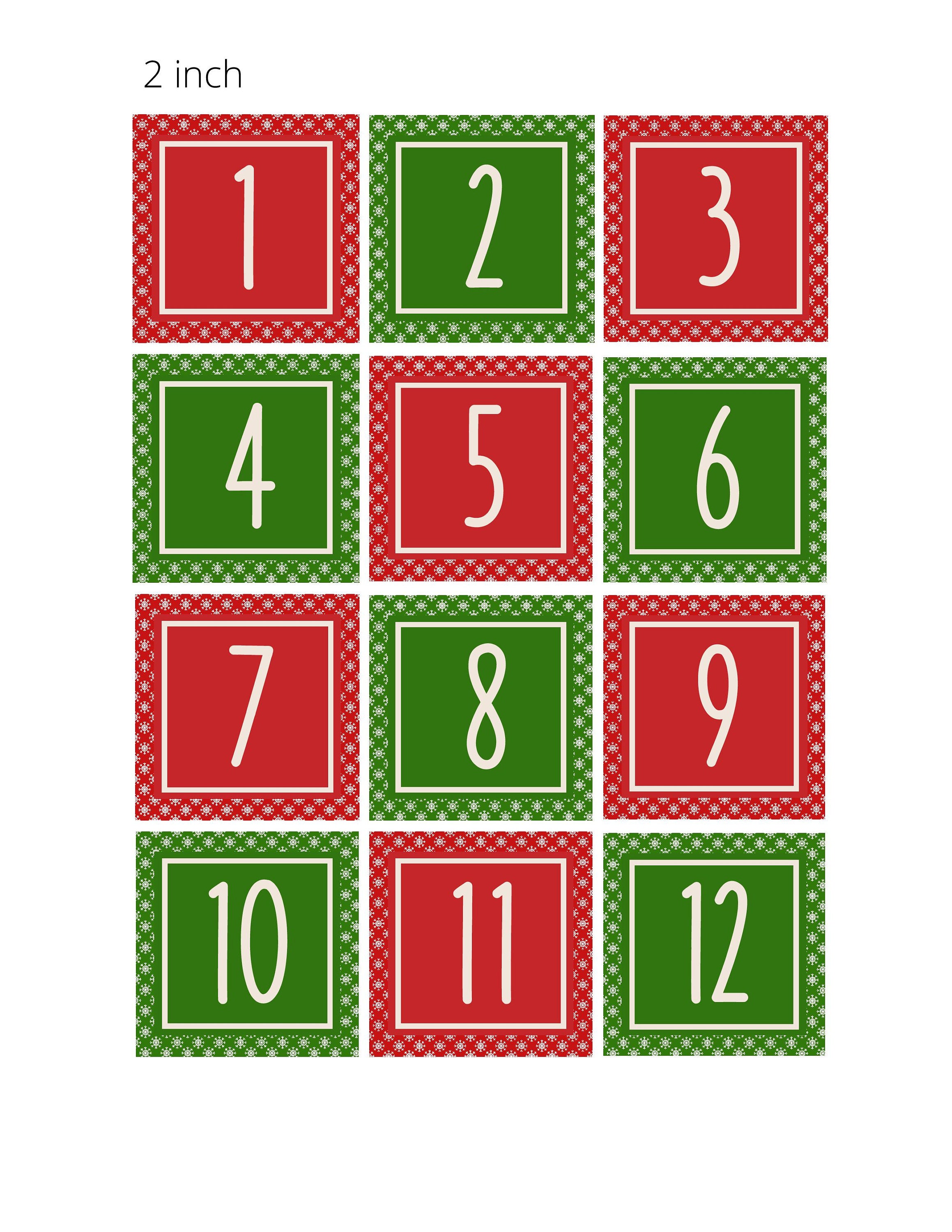 Advent Calendar Numbers, 1.5 & 2, DIY Advent Calendar Kit, Printable ...