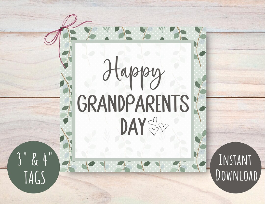 Happy Grandparents Day Gift Tag, Appreciation Gift Tag, 3" & 4" Tags ...
