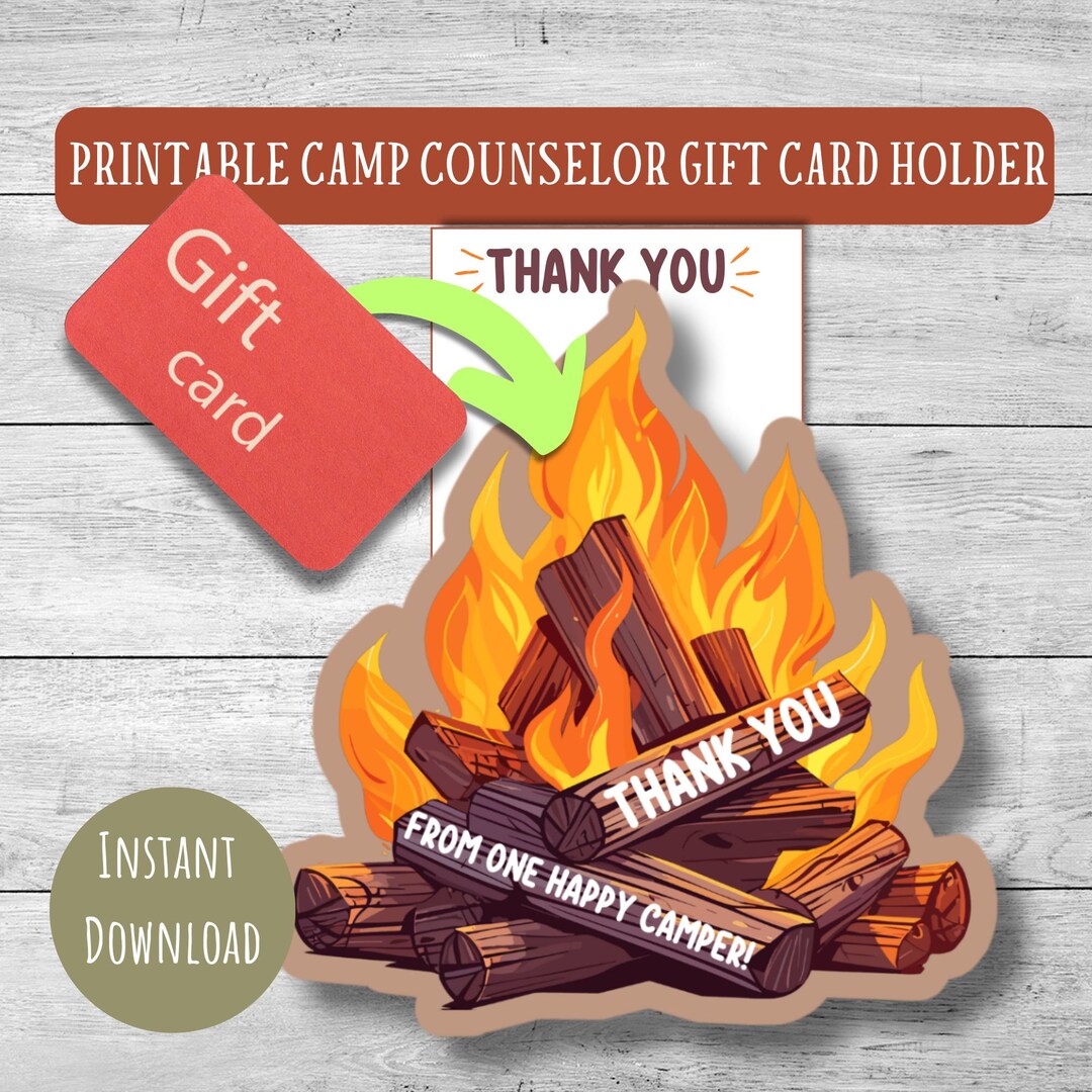 Summer Camp Thank You Card, Camp Counselor Gift Card Holder, Last Day ...