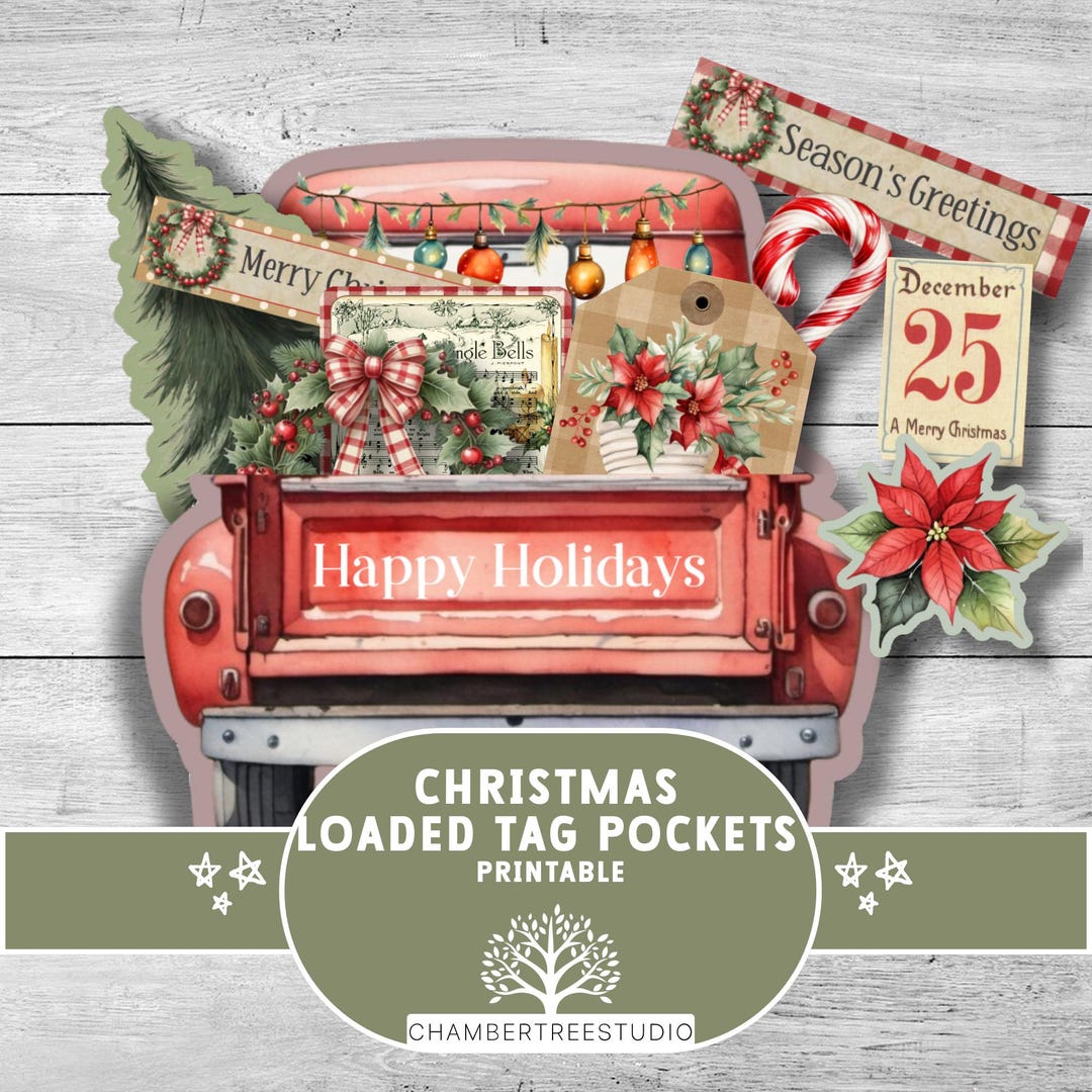 Christmas Loaded Pocket Tags – 3 Stuffed Pockets for Junk Journals ...