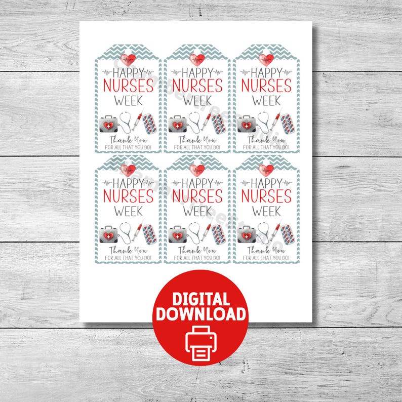 Nurses Week Appreciation Gift Tag, Thank You for All You Do, School ...