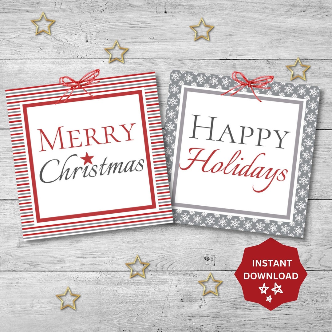 Christmas Cookie Tags, Printable Cupcake Toppers, Holiday Gift Tag ...