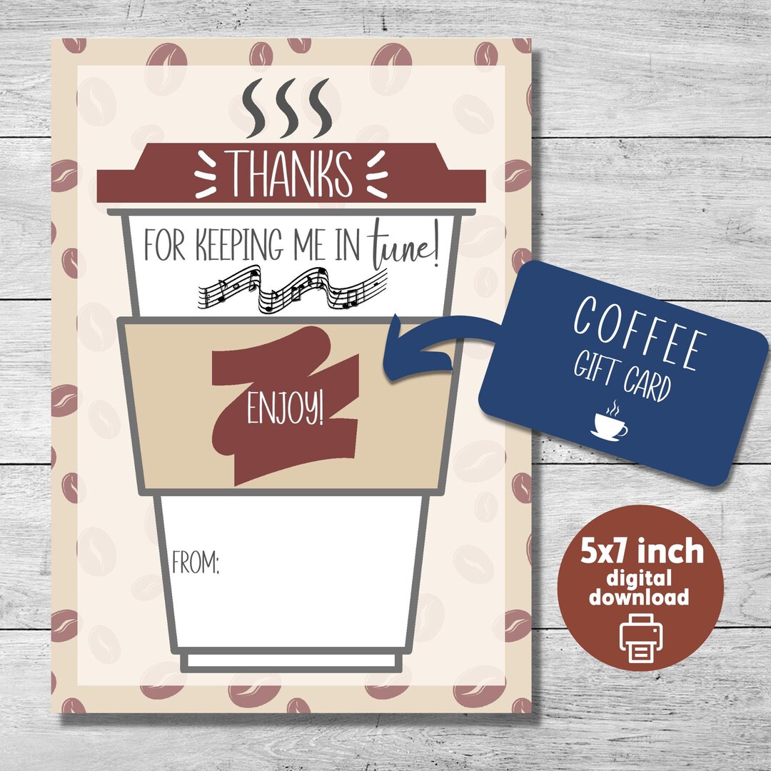 Music Teacher Appreciation Gift Card Holder, End of School Year, Coffee ...