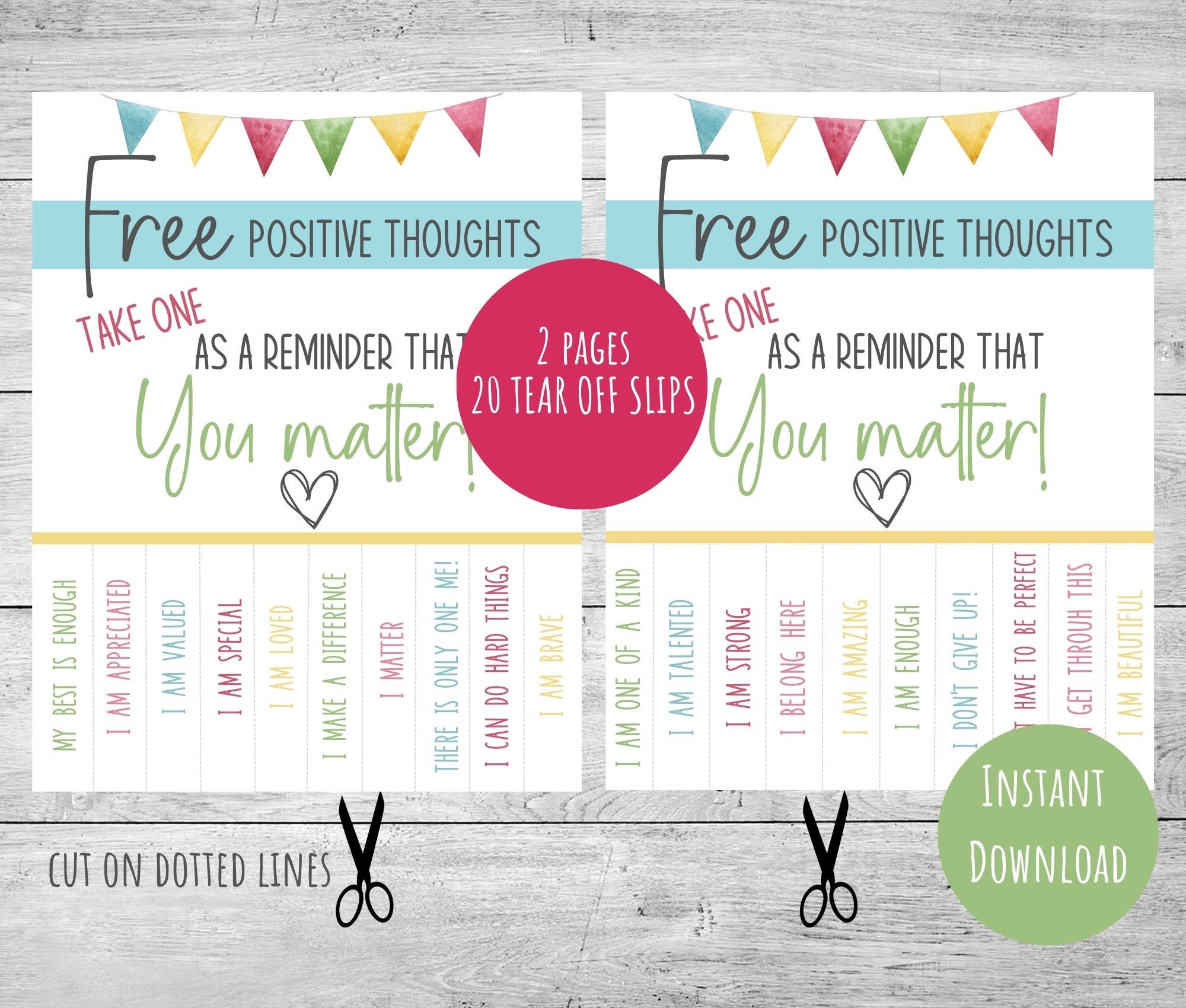 Affirmation Tear off Flyer, Printable Positive Thoughts, School ...