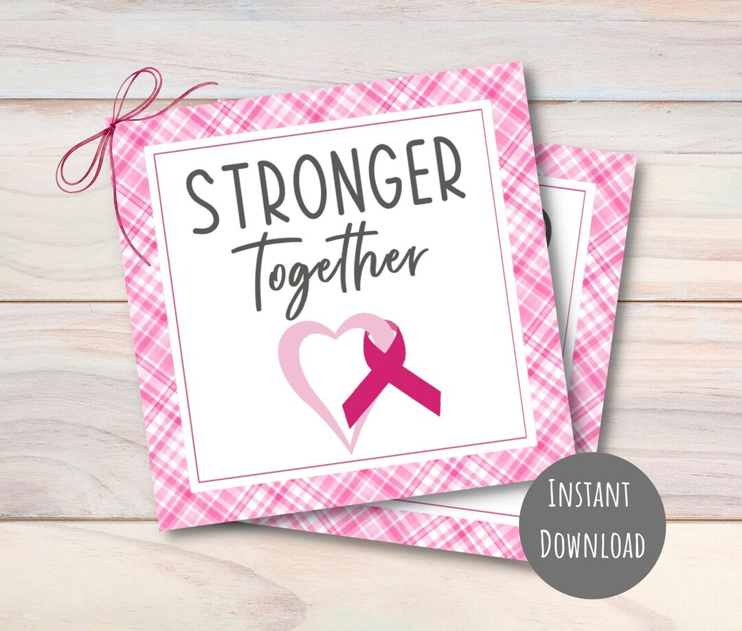 Breast Cancer Awareness Gift Tag, Cancer Survivor, Stronger Together ...
