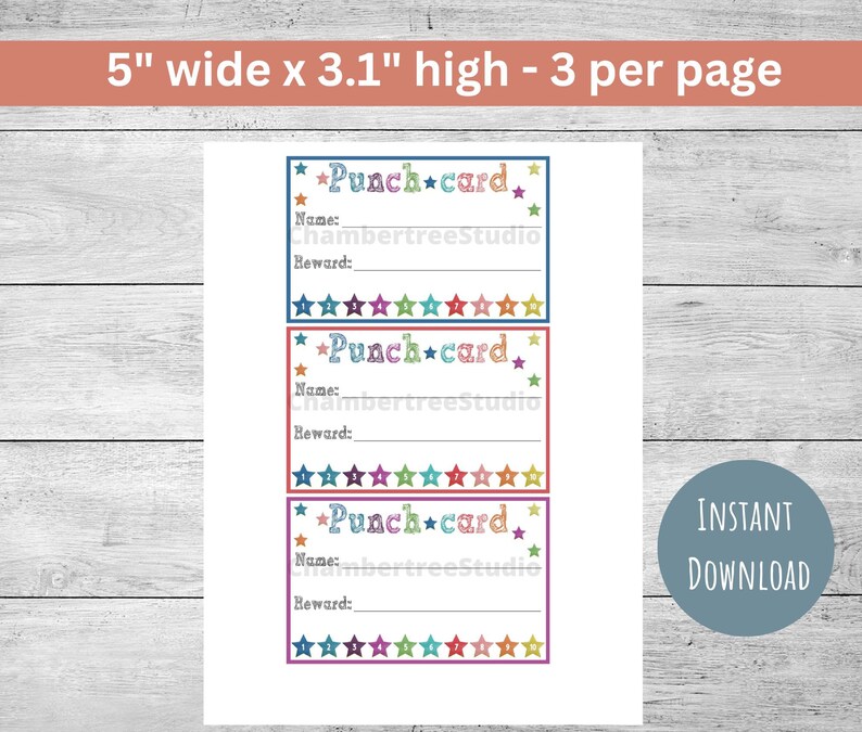 Punch Card for Kids, Printable Reward Coupons, Rainbow Colored Good ...