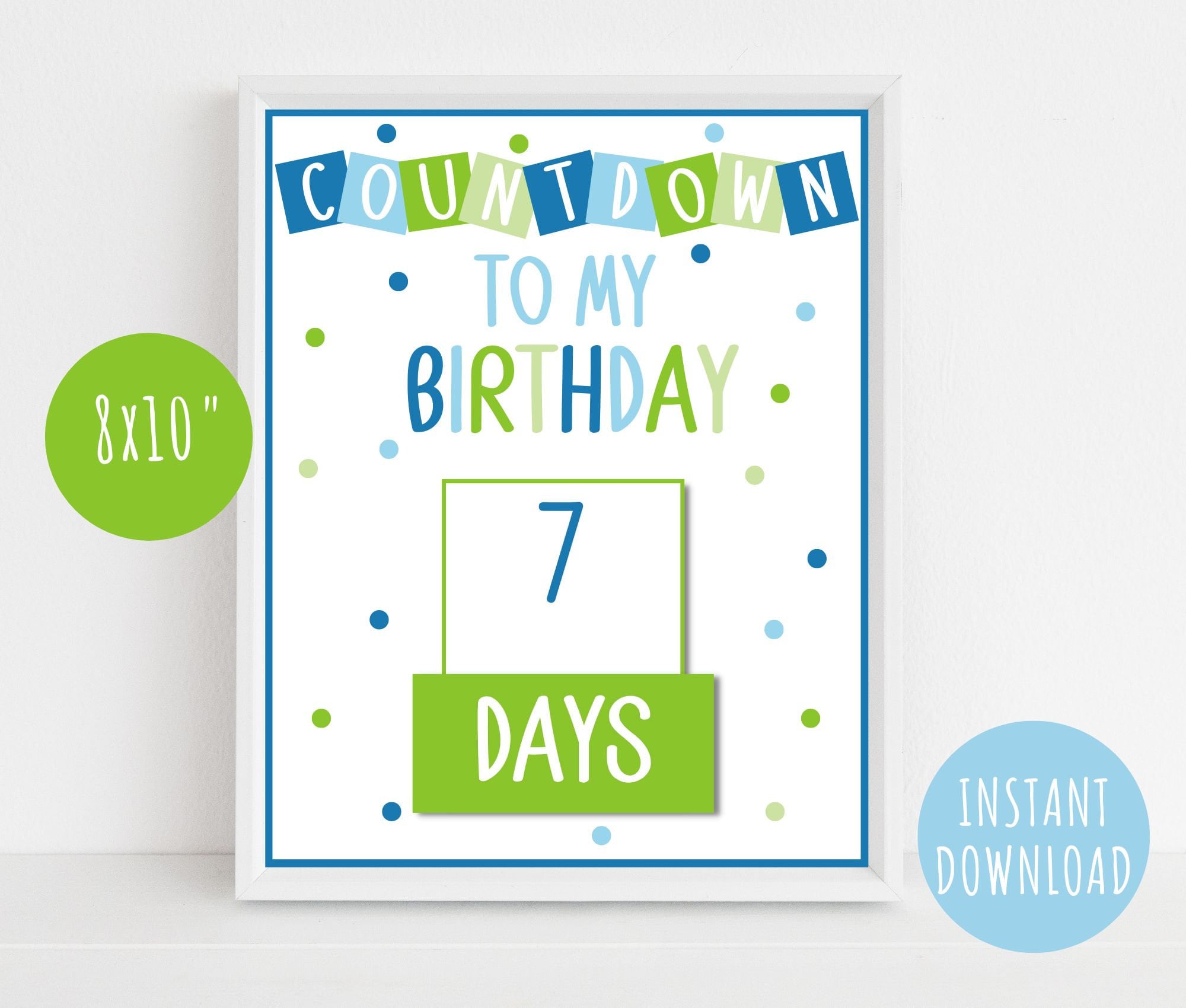 Birthday Countdown Calendar, Printable DIY Kids Countdown Sign ...