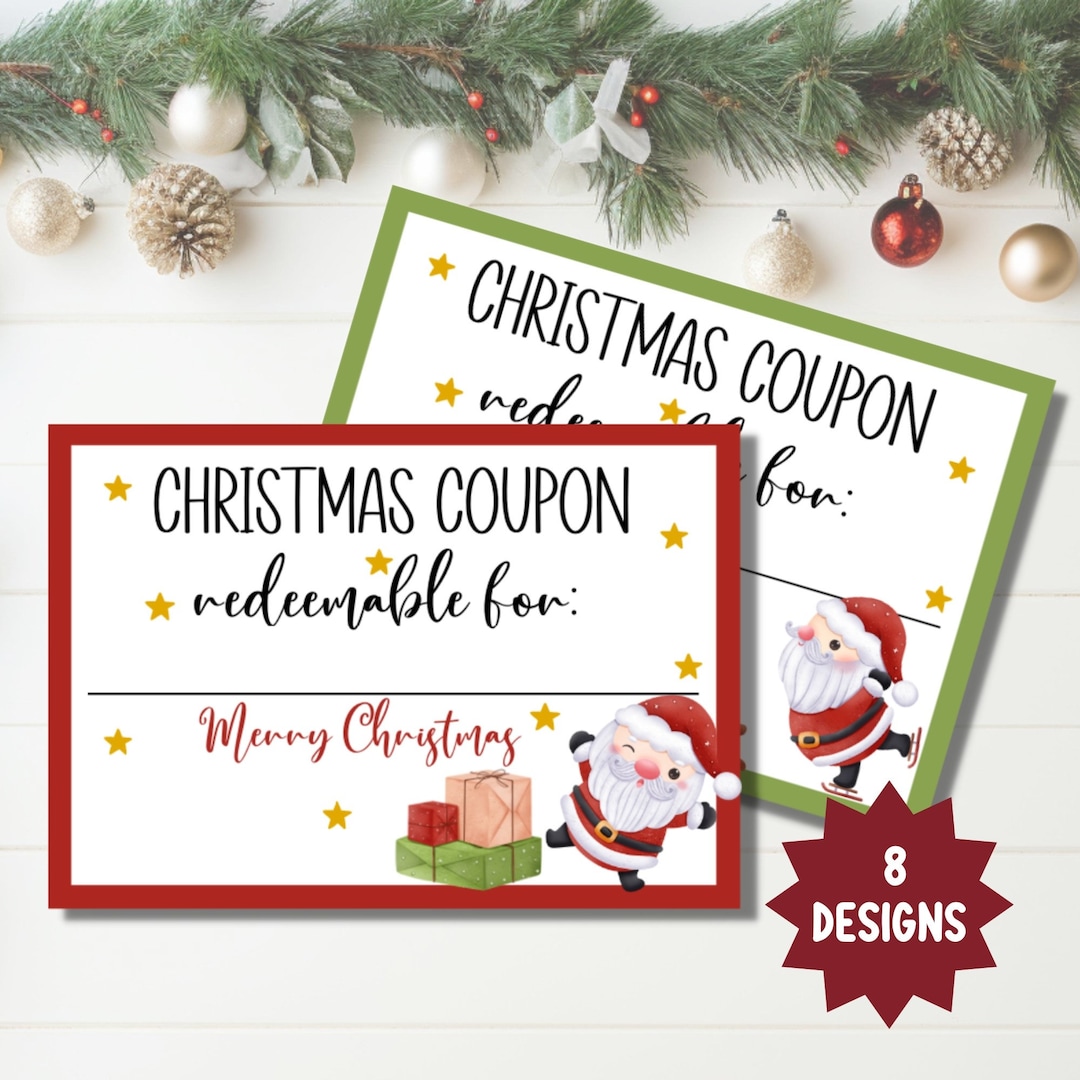 Printable Christmas Coupons, 2x3.5 Size Coupons, Christmas Gift ...