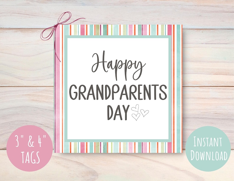 Happy Grandparents Day Gift Tag, Appreciation Gift Tag, 3" & 4" Tags ...