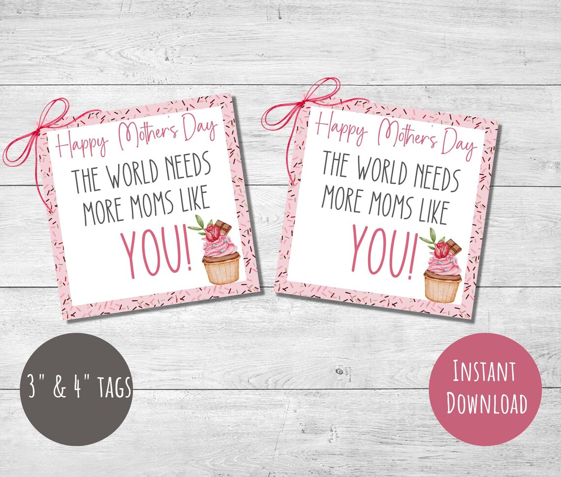 Mother's Day Gift Tag, Printable Cookie Tag, Mom Tags, 3" & 4" Square ...