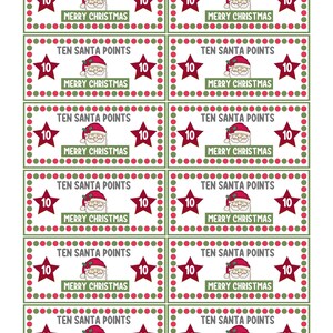 Printable Santa Points: Kids Christmas Reward Coupons (digital Download ...